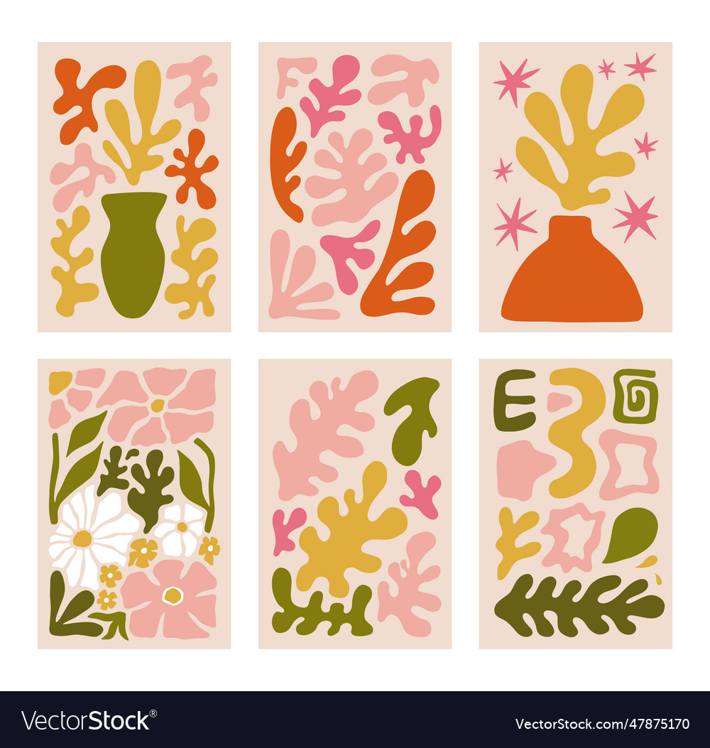 Modern floral posters with flowers abstract art Vector Image