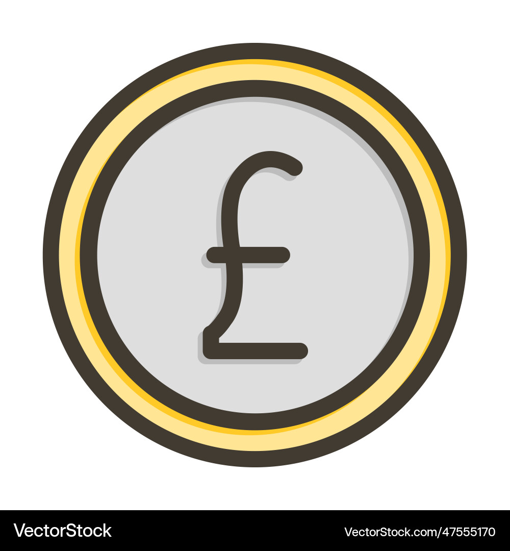 Pound currency thick line filled colors Royalty Free Vector