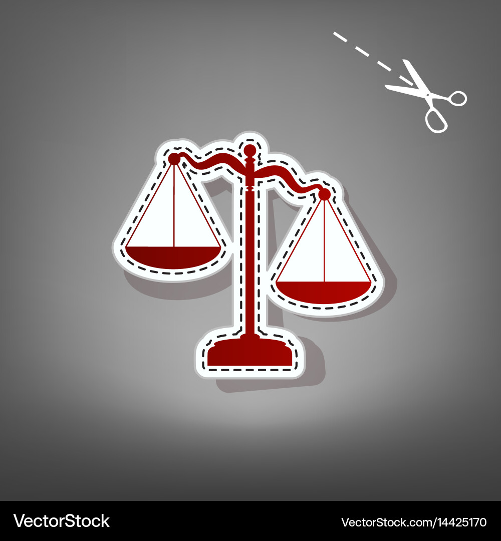 Scales justice sign red icon Royalty Free Vector Image