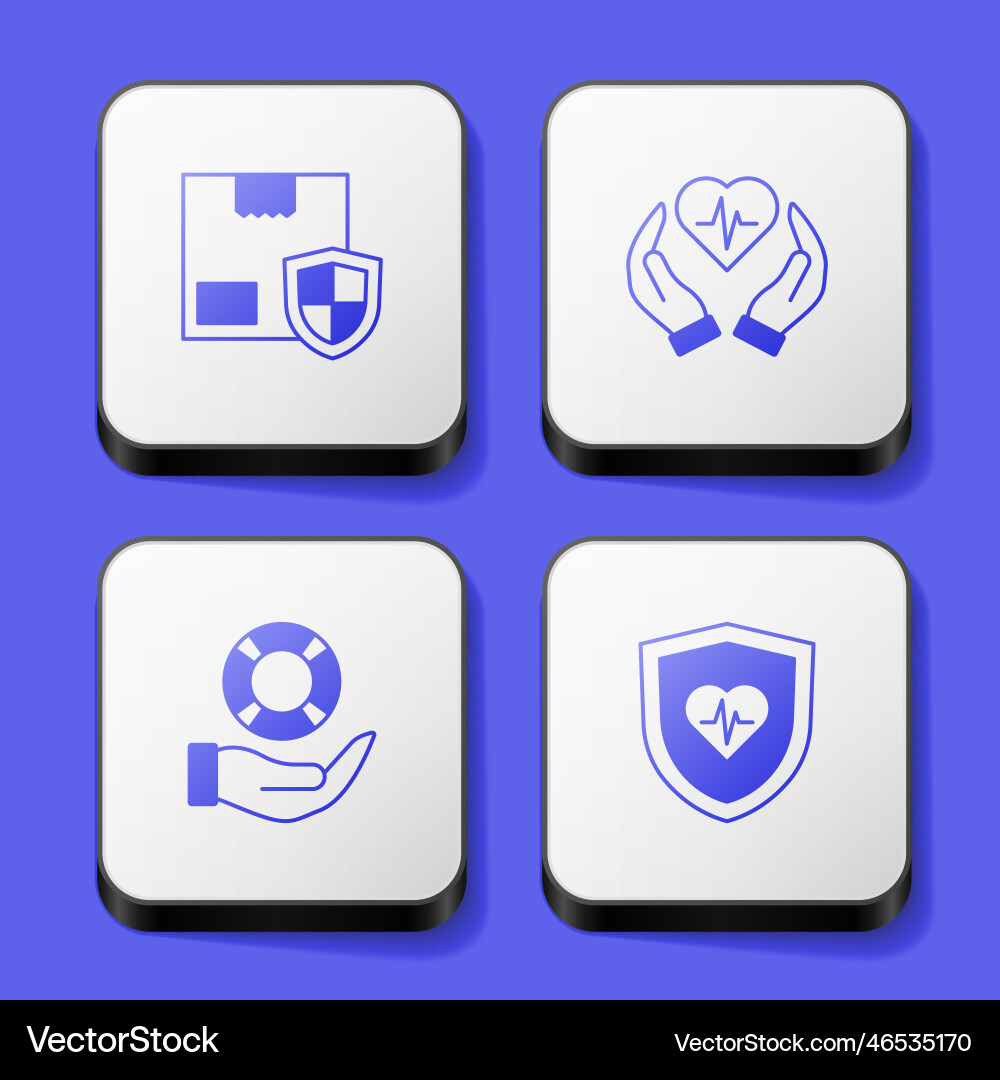 Set delivery security with shield life insurance Vector Image