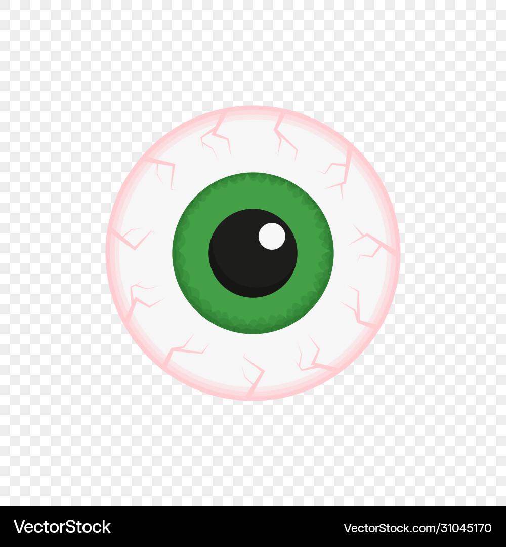 Sick green eye on transparent background flat Vector Image