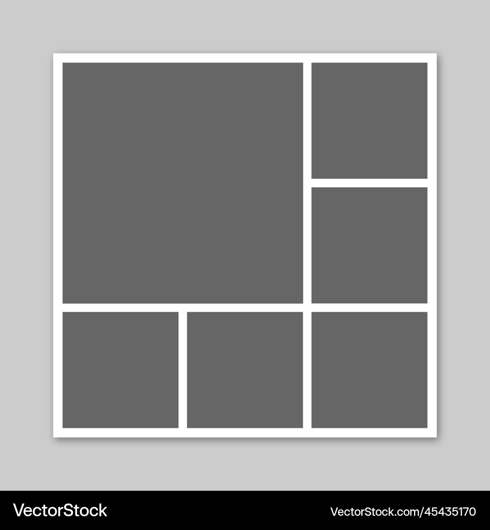 Simple photo collage template for six Royalty Free Vector