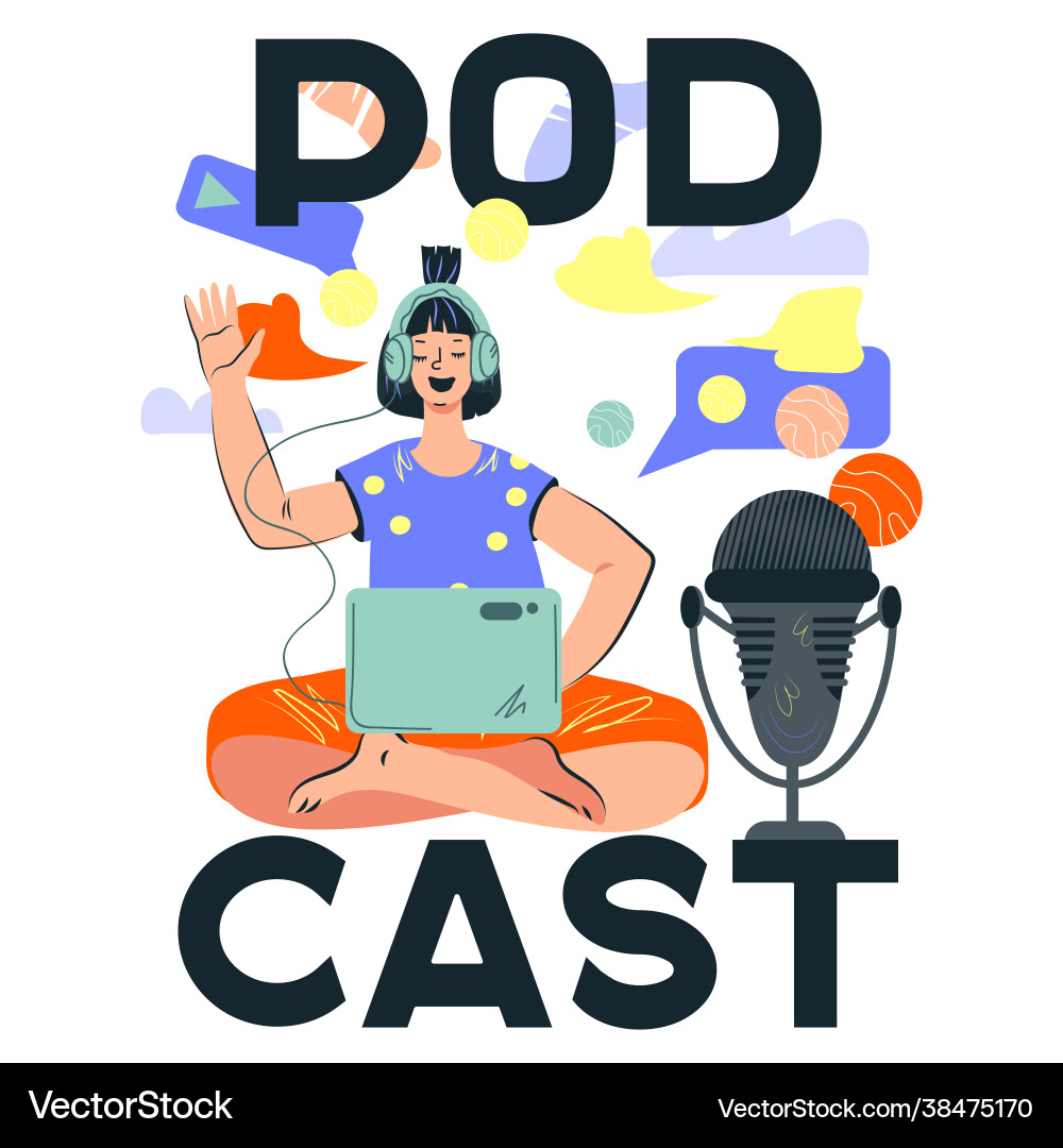 Splash screen for social network podcast cartoon Vector Image