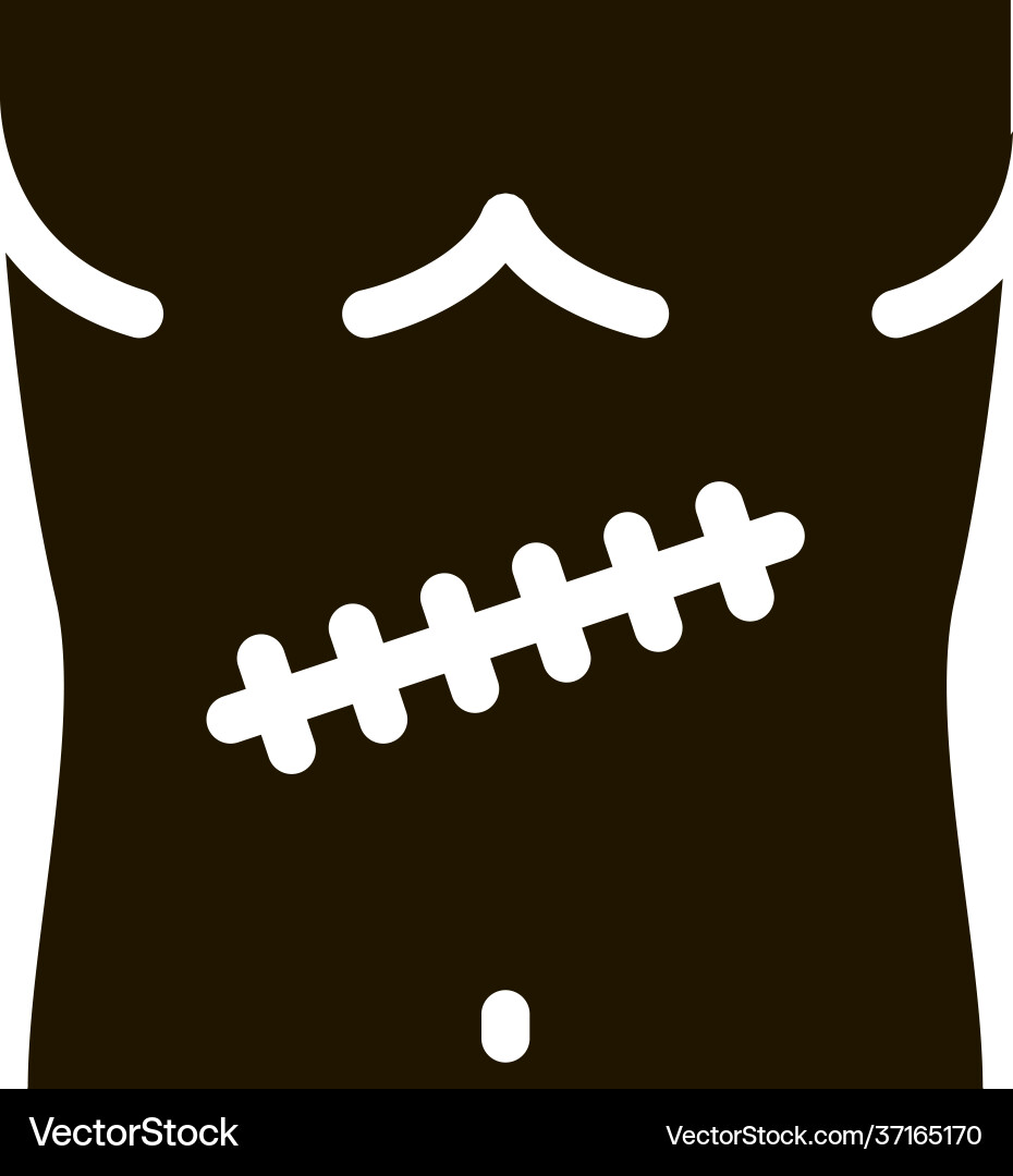 Stitched surgical wound icon glyph Royalty Free Vector Image
