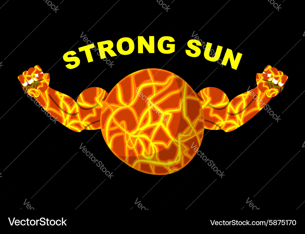 Strong sun planet bodybuilder with big muscles Vector Image
