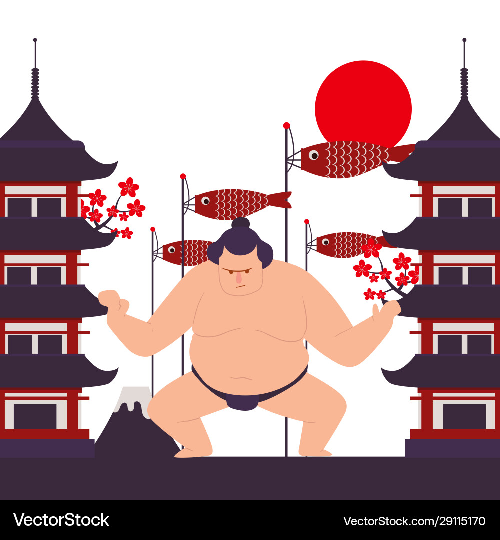 Sumo fighter in japan Royalty Free Vector Image
