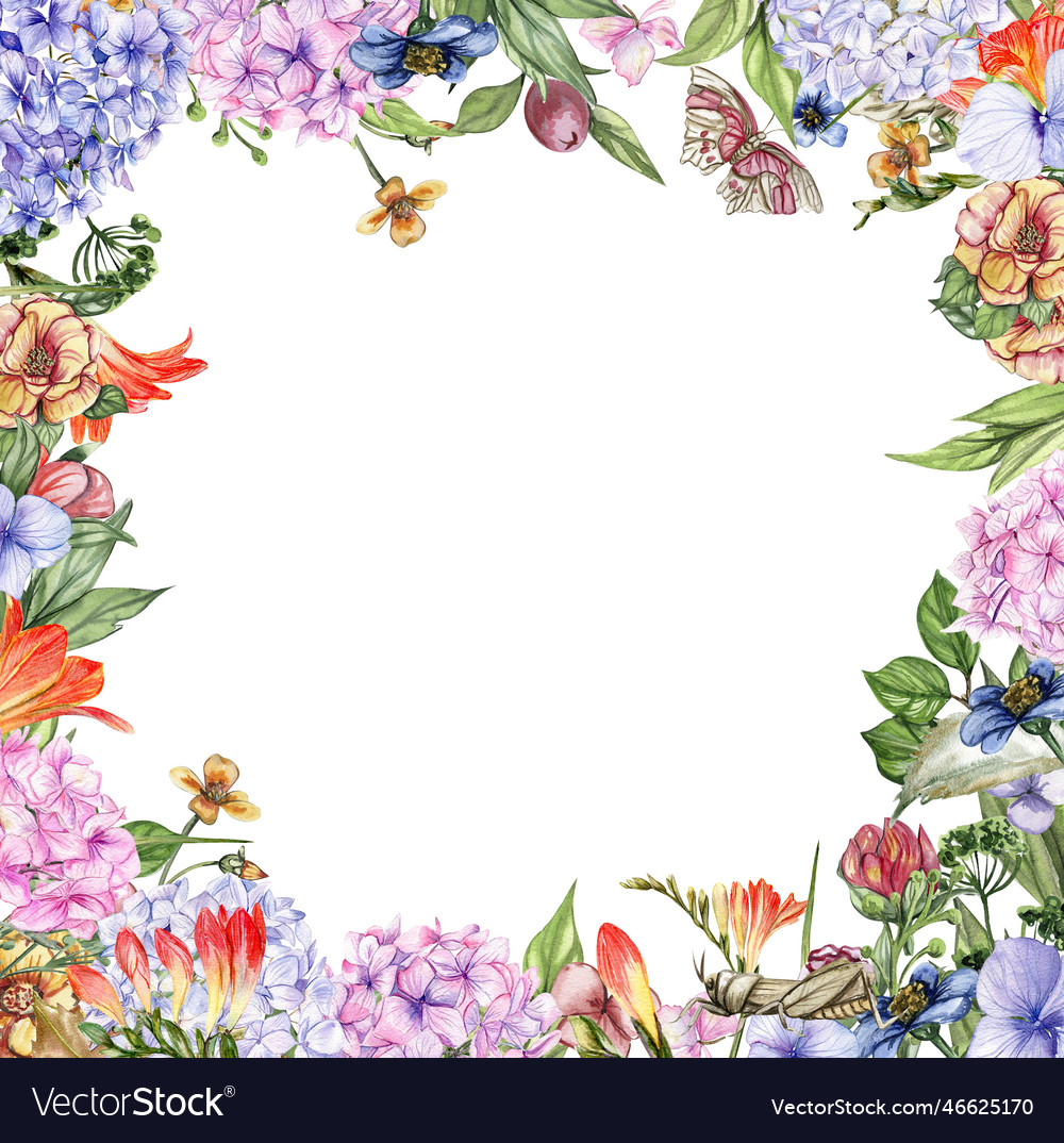 Watercolor hand drawn spring garden full Vector Image