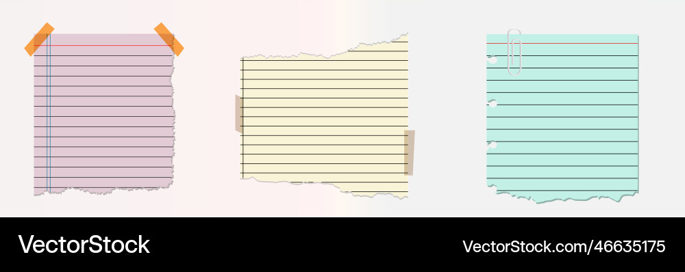 3 sets of ripped paper notes Royalty Free Vector Image