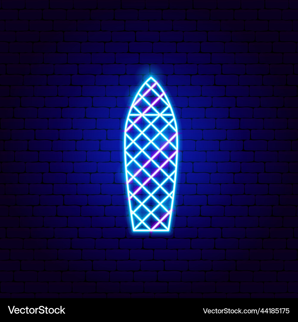 30 st mary axe tower neon sign Royalty Free Vector Image