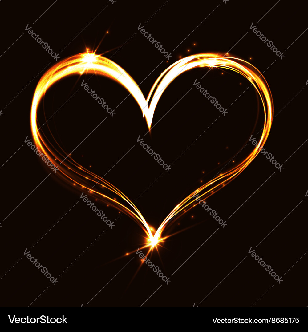 Abstract flare heart on dark background Royalty Free Vector