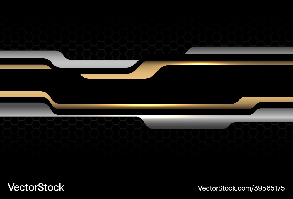 Abstract silver gold geometric on grey metallic Vector Image