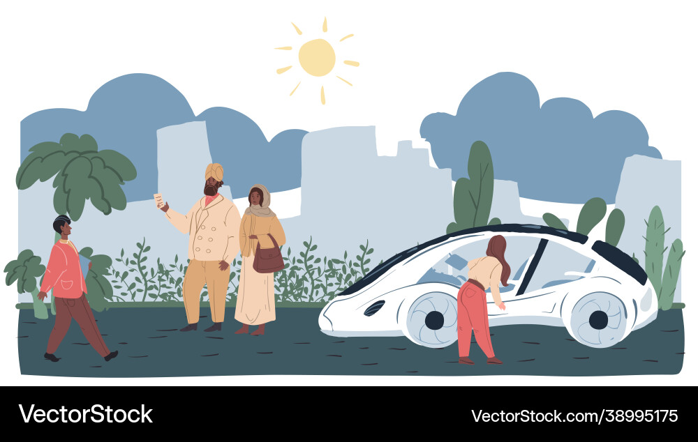 Cartoon flat visitors and guests characters Vector Image