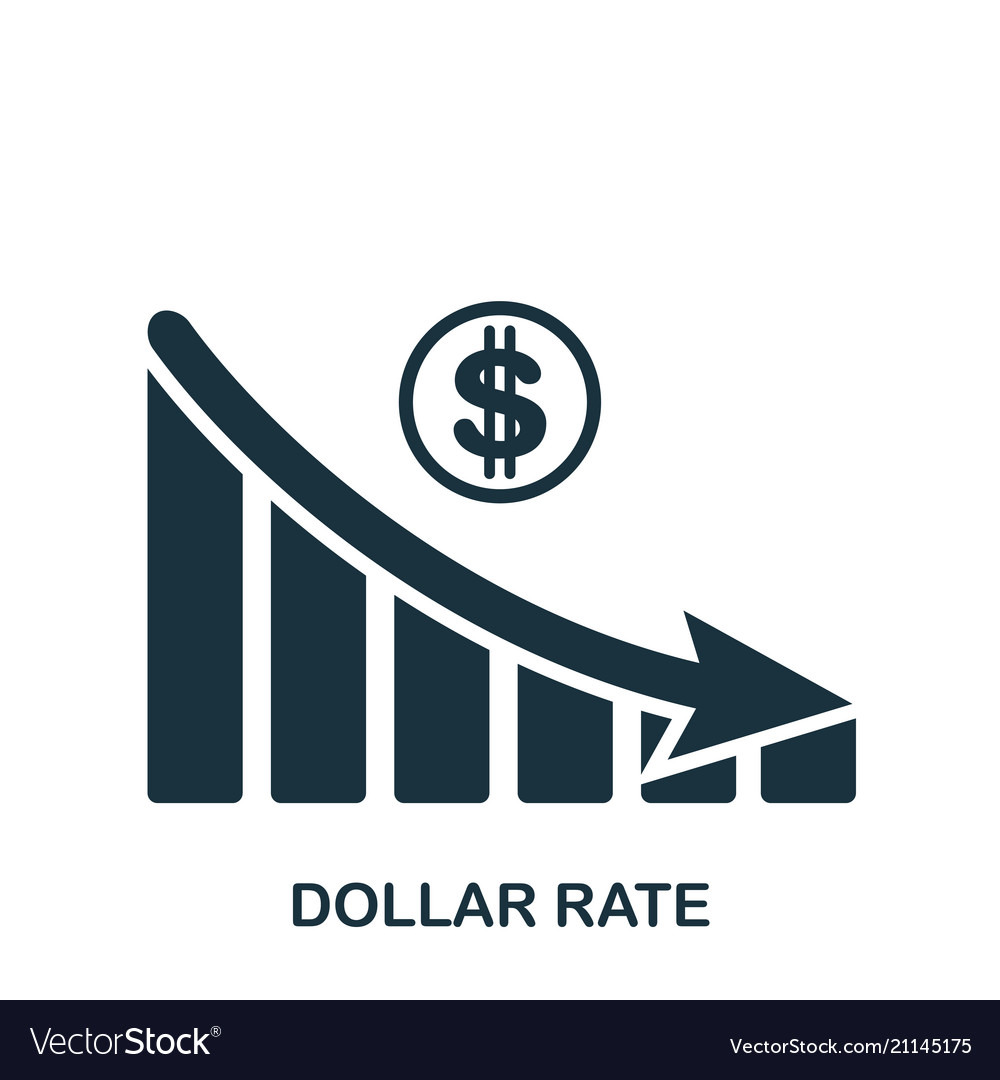 Dollar rate decrease graphic icon mobile app Vector Image
