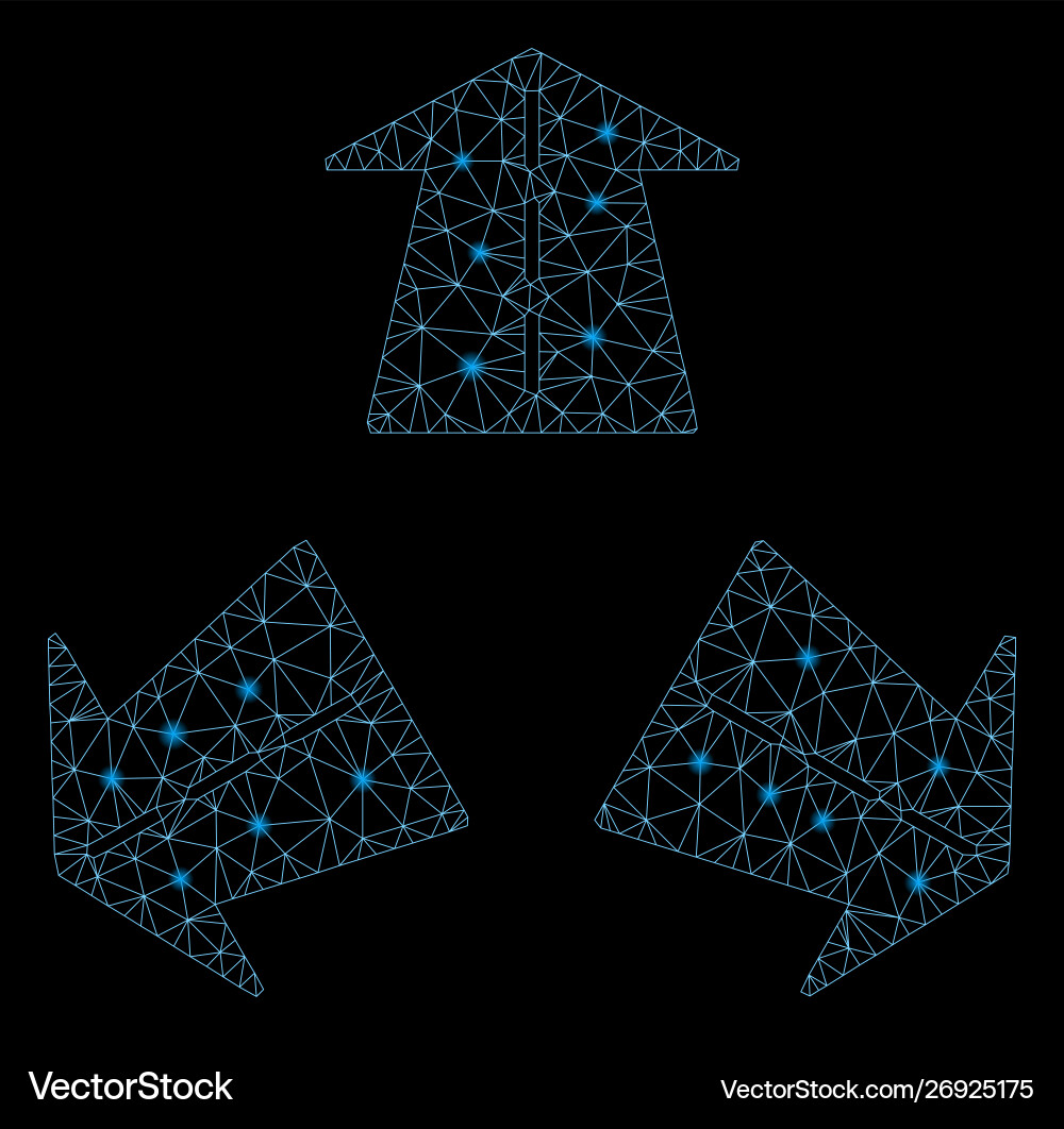 Glossy mesh 2d three road directions with flare Vector Image