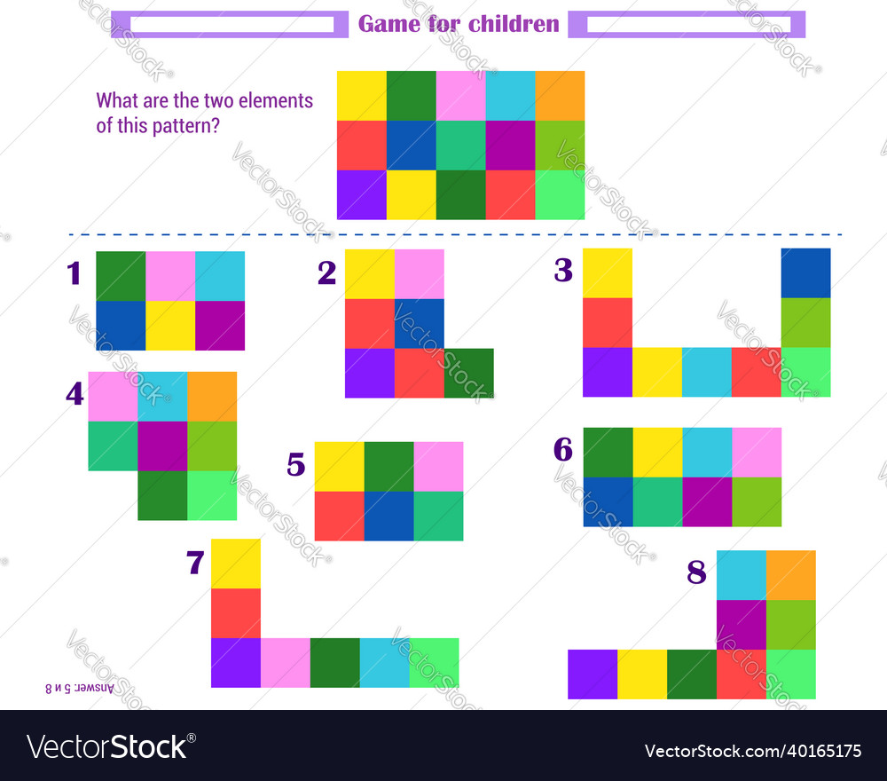 Logic game for children what elements does Vector Image