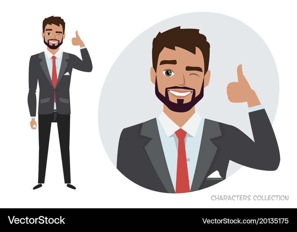 Positive guy smiling and recommended laughing man Vector Image