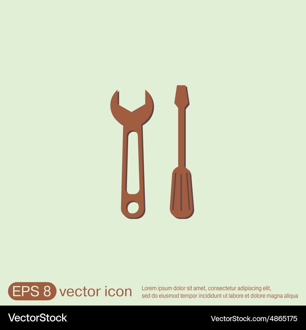 Screwdriver and wrench symbol settings sign Vector Image
