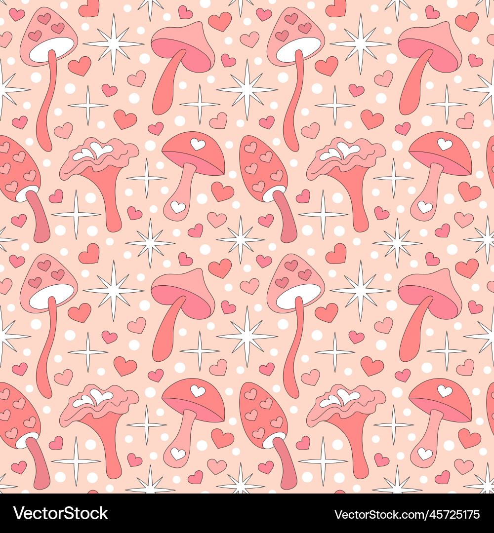 Seamless pattern with retro pink colors hearts Vector Image