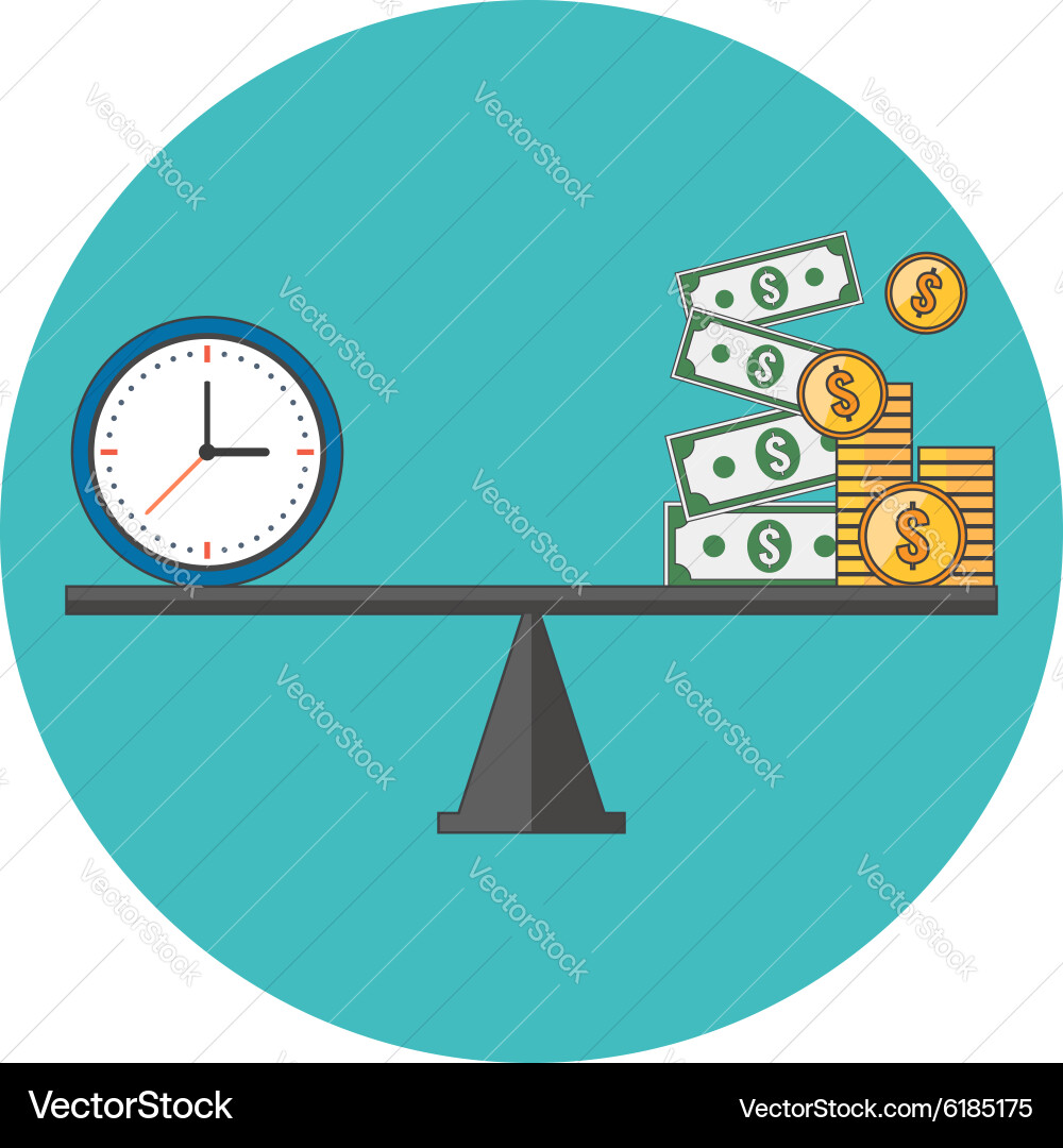 Time is money concept flat design icon Royalty Free Vector