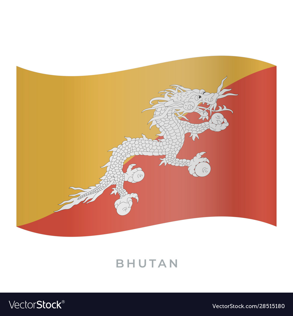 Bhutan waving flag icon Royalty Free Vector Image