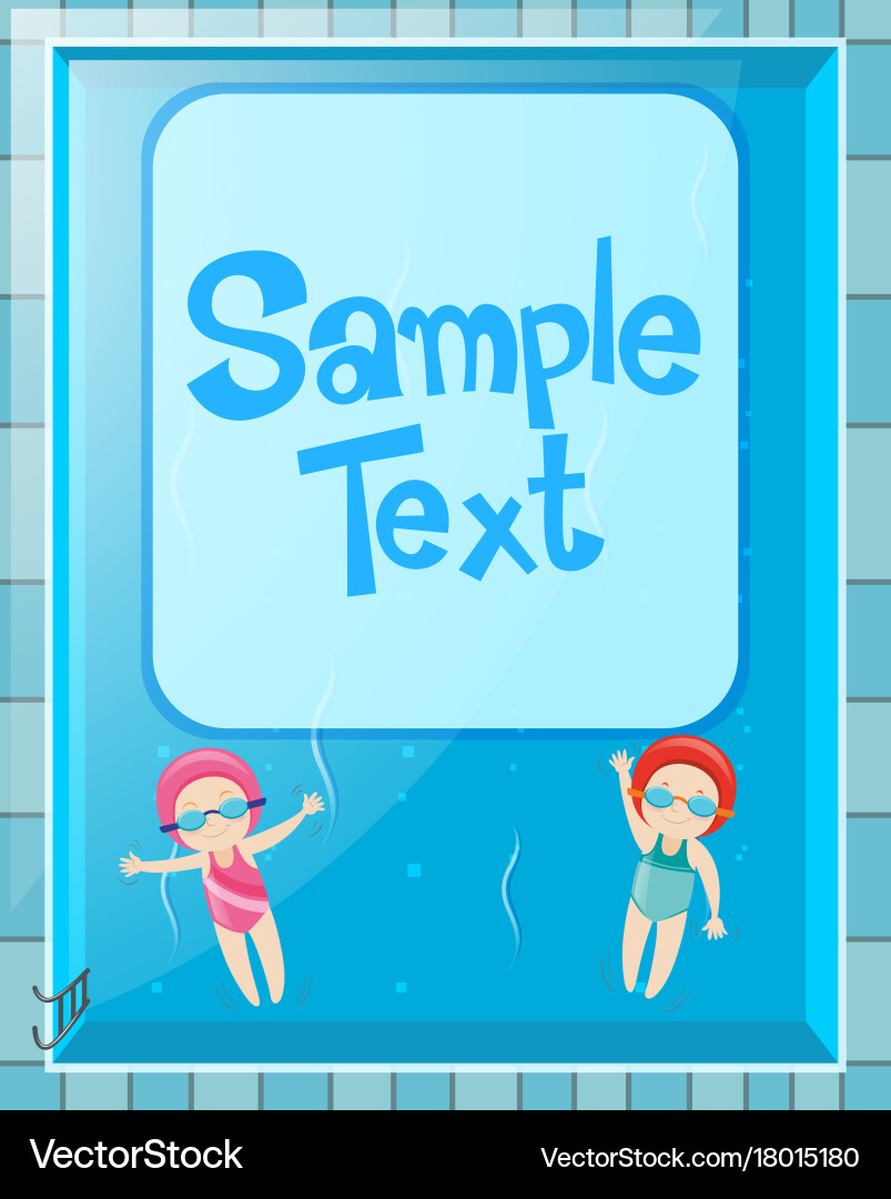 Border design with two kids swimming Royalty Free Vector