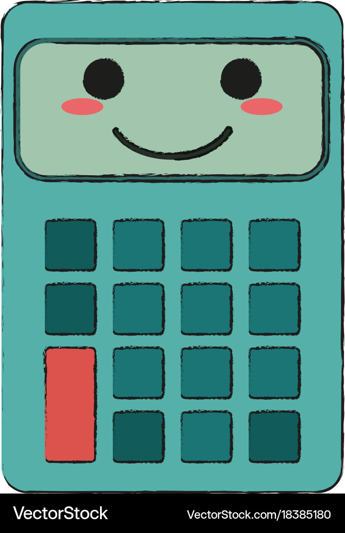 Calculator happy cartoon character icon image Vector Image