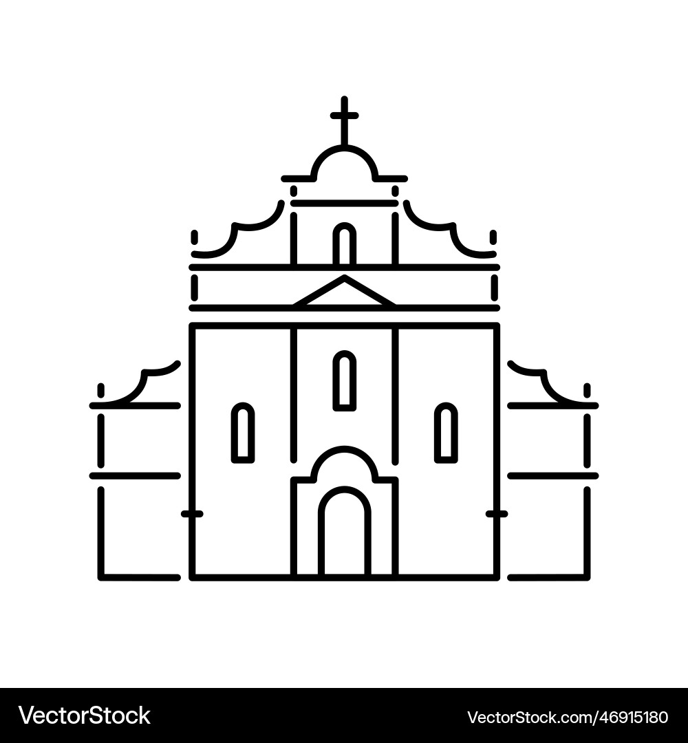 Catholic temple icon line on white Royalty Free Vector Image