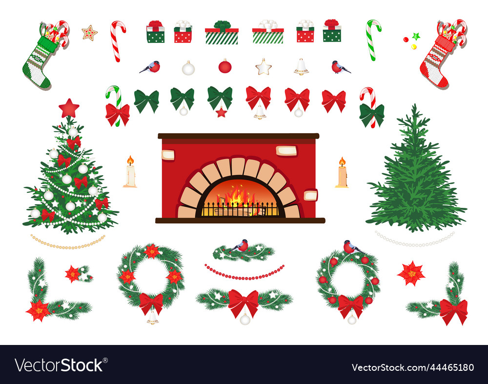 Christmas elements set Royalty Free Vector Image Christmas elements set Royalty Free Vector Image