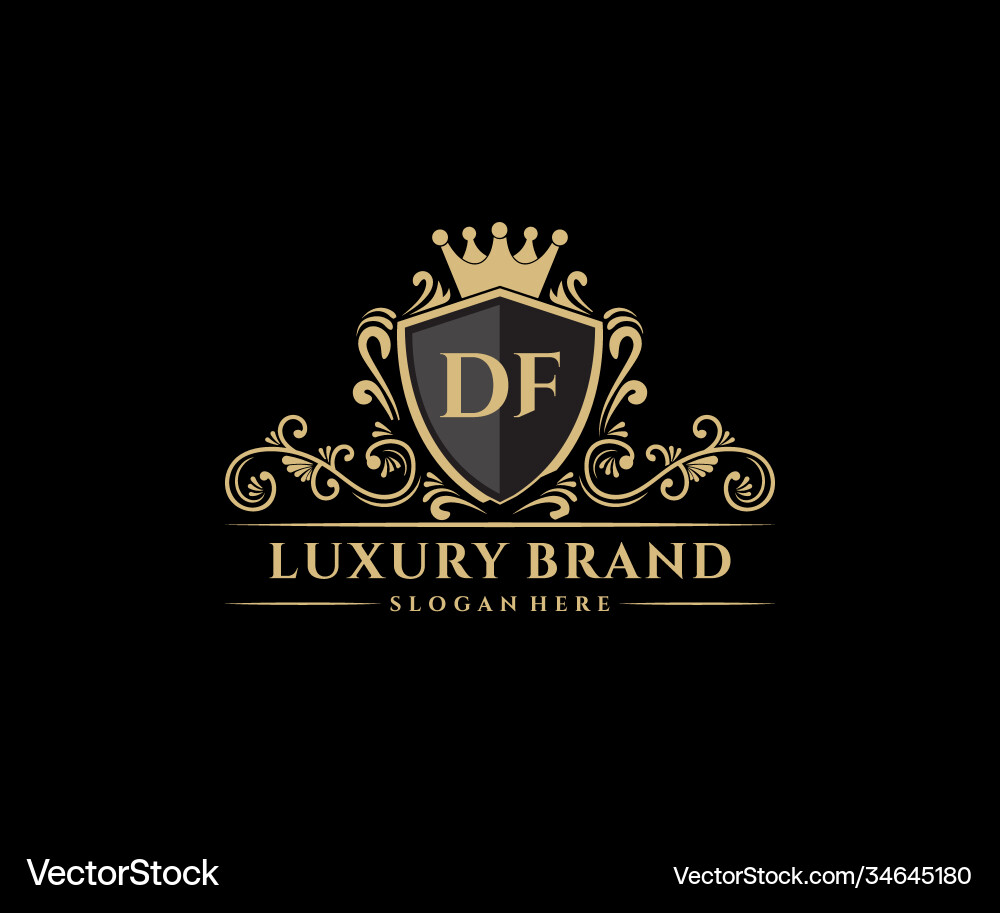 Df initial letter gold calligraphic feminine Vector Image