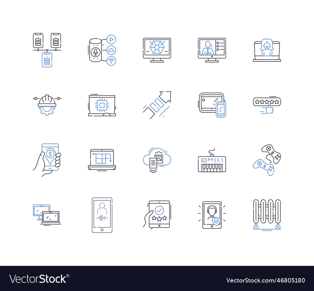 Digital privacy line icons collection encryption Vector Image Digital privacy line icons collection encryption Vector Image