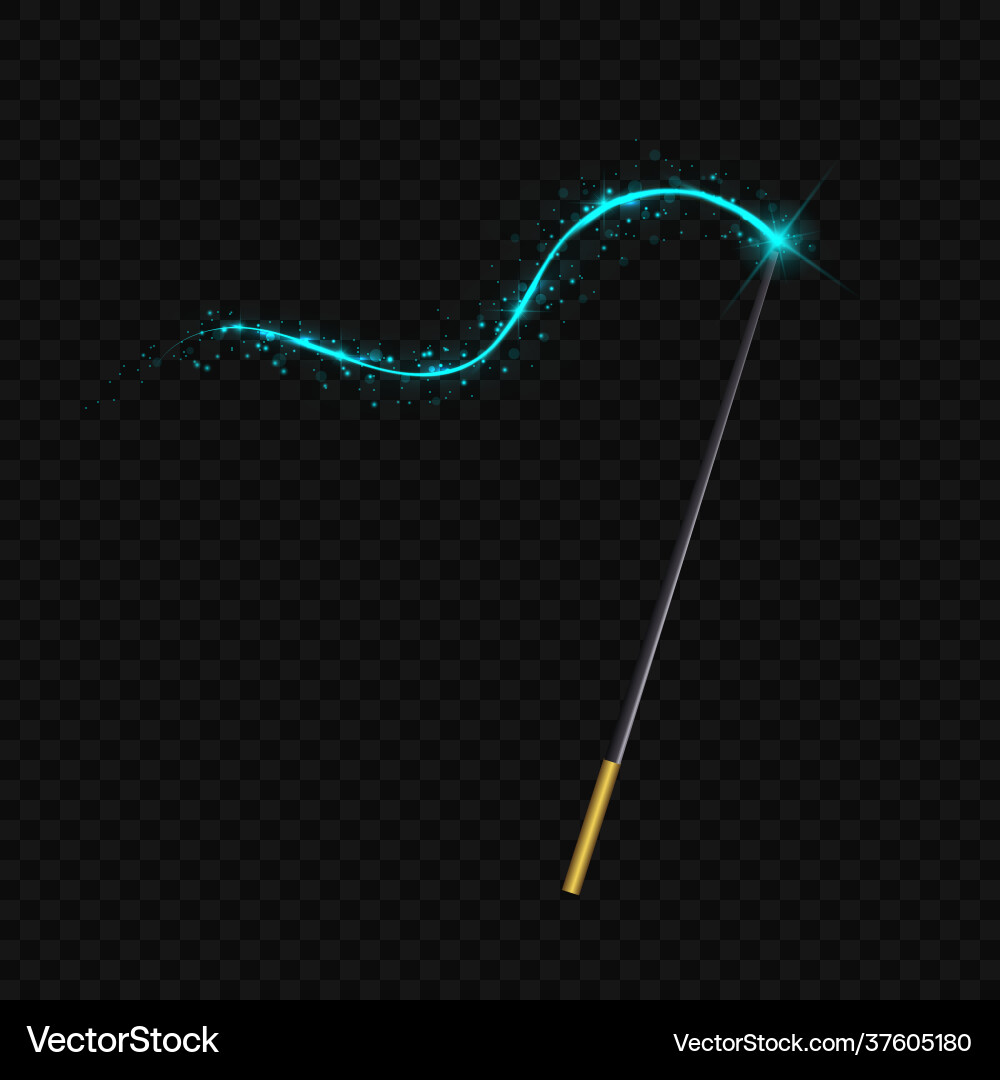 Magic wand isolated on black transparent Vector Image