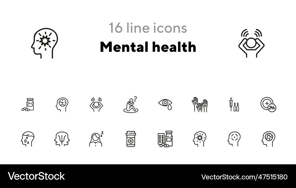 Mental health icon set Royalty Free Vector Image