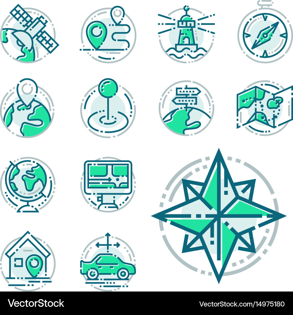 Navigation direction maps sign traffic and more Vector Image