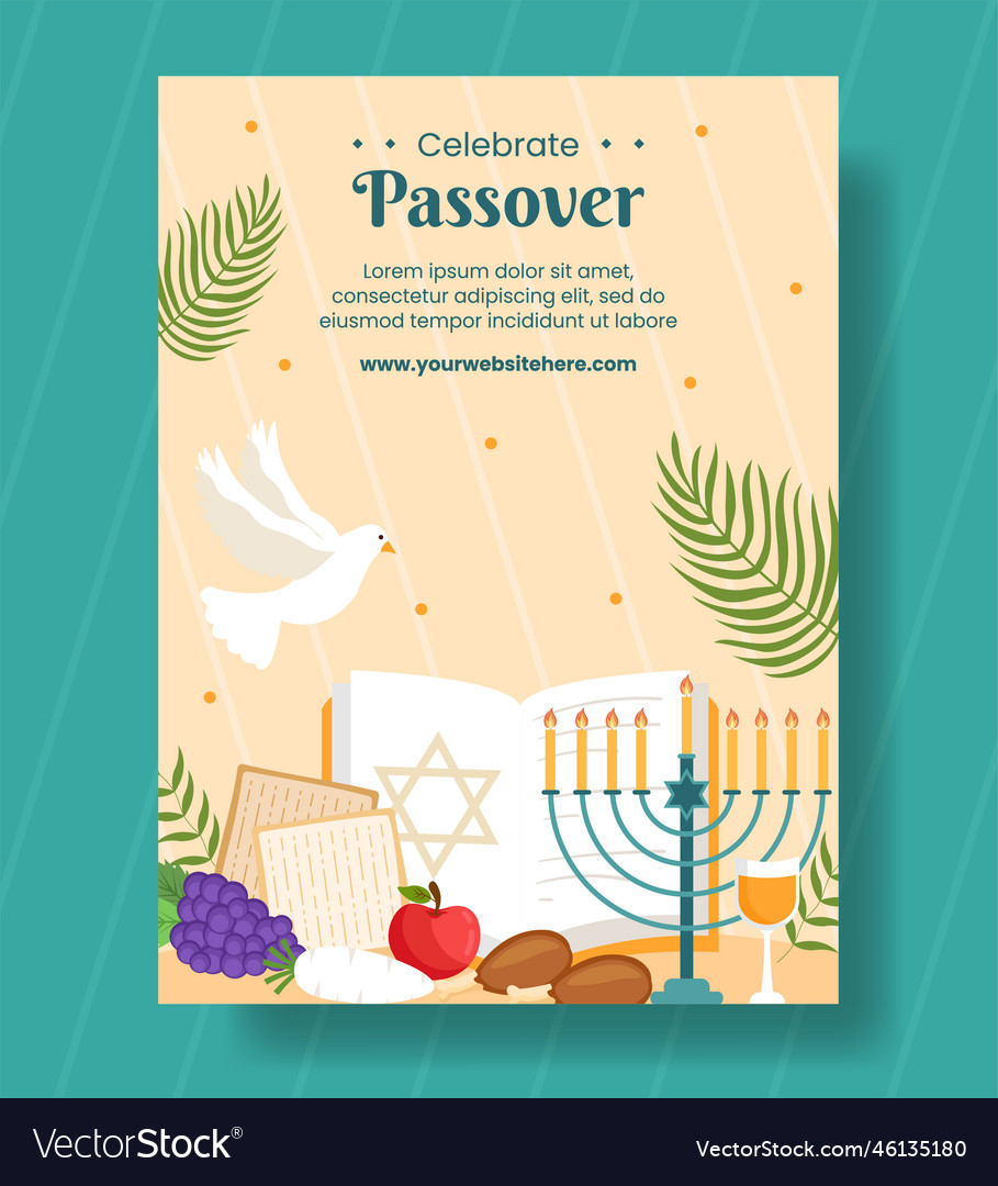 Passover Holiday Poster - Jewish Celebration Vector Image