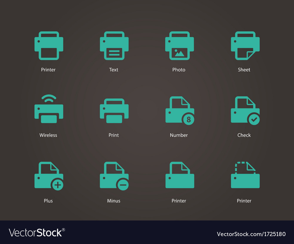 Printer Icon Set Royalty Free Vector Image - VectorStock