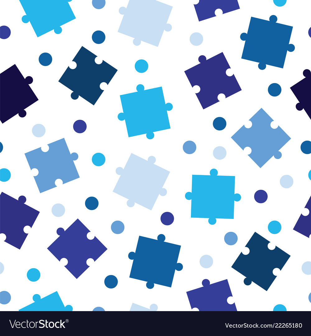 Seamless tileable pattern with blue puzzle pieces Vector Image Seamless tileable pattern with blue puzzle pieces Vector Image