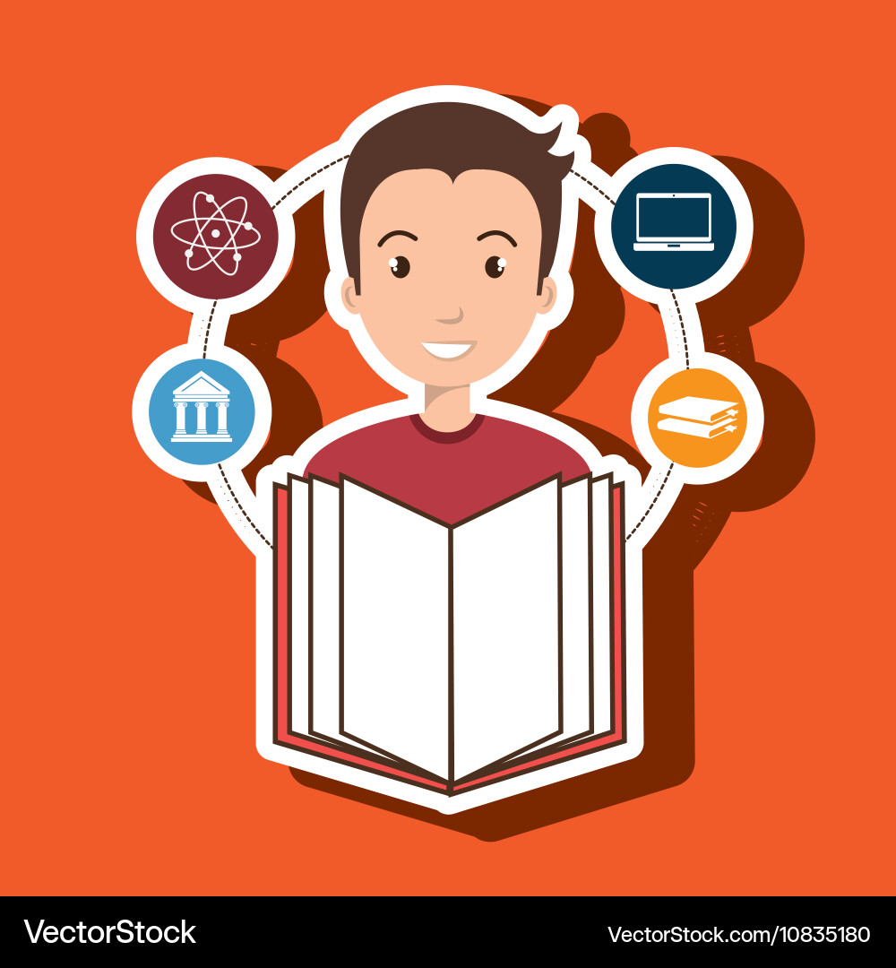 Student books college laptop Royalty Free Vector Image