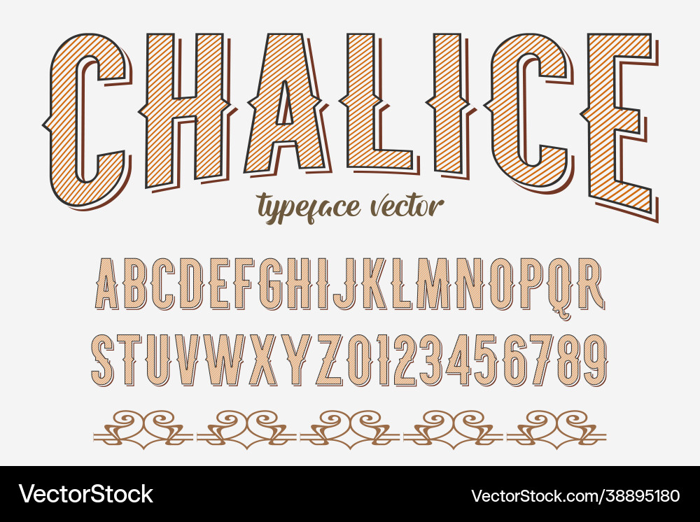 Typography alphabet lettering font brown Vector Image