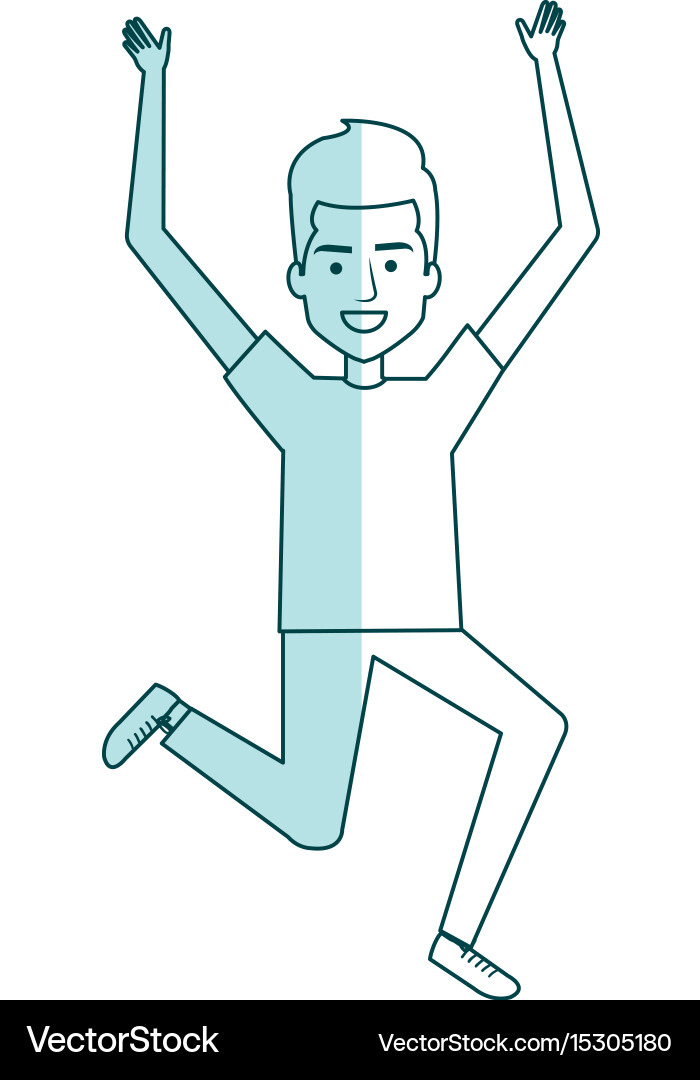 Young man celebrating with hands up Royalty Free Vector