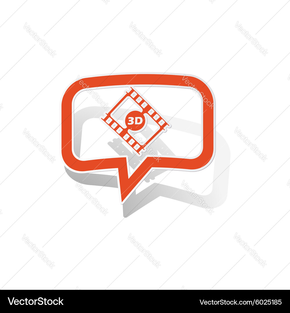 3d movie message sticker orange Royalty Free Vector Image