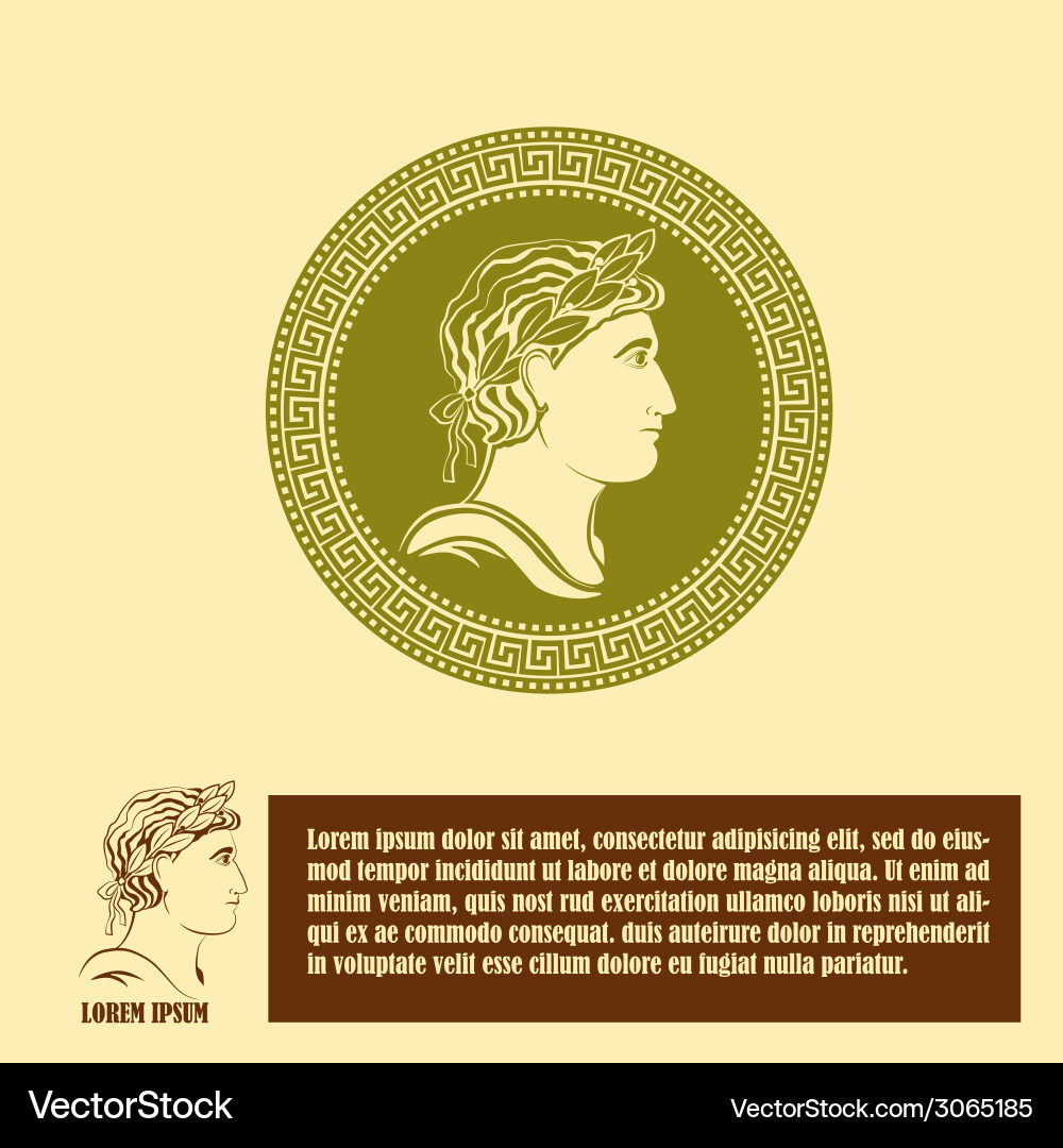 Ancient profile of man logo design template Vector Image