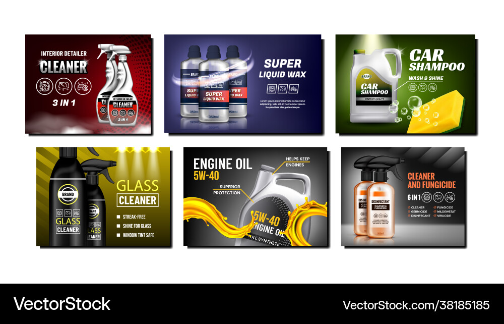 Car products creative promotion posters set Vector Image