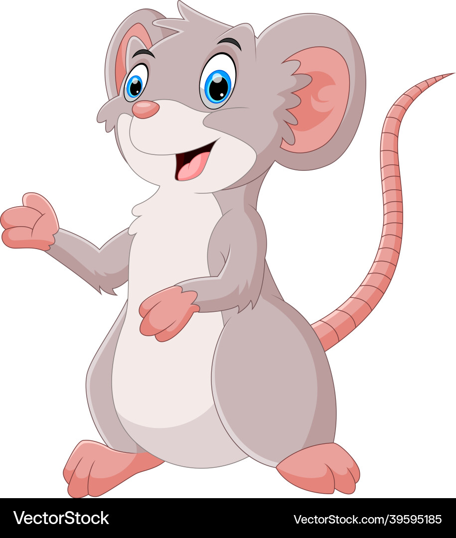 Cartoon cute mouse waving on white background Vector Image