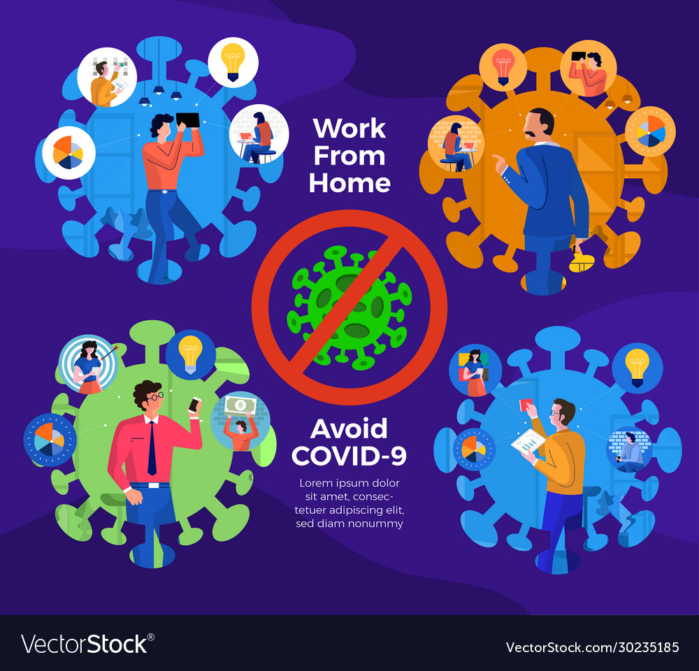 Covid-19 work from home 23 Royalty Free Vector Image