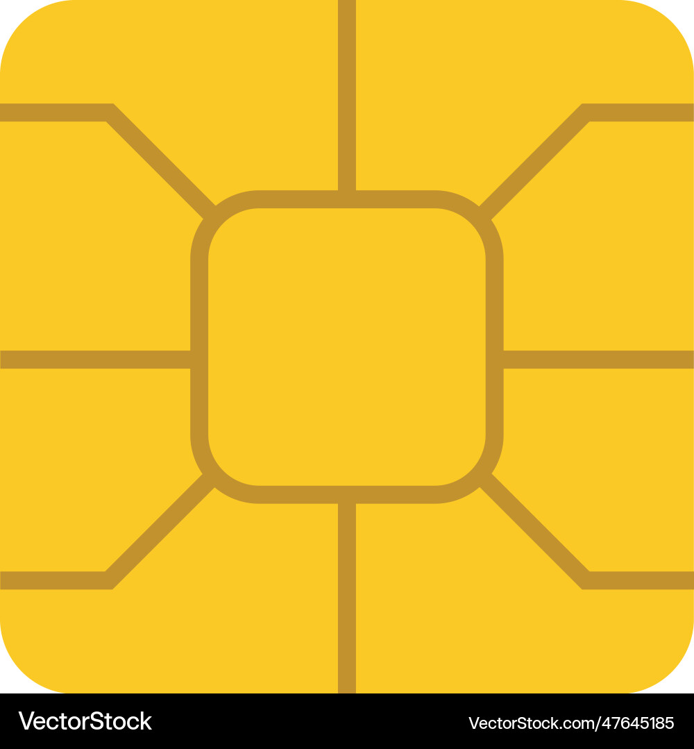 Credit card golden microchip isolated Royalty Free Vector