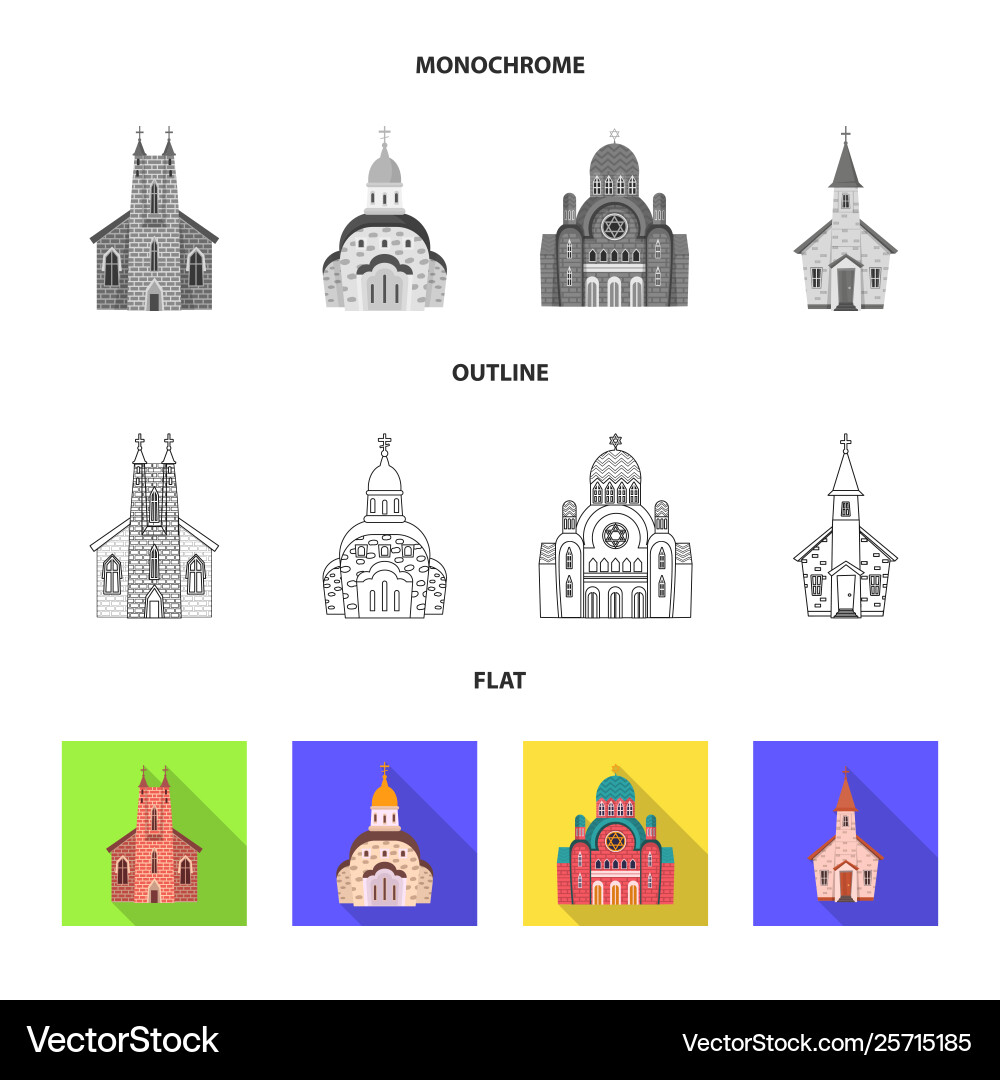 Design cult and temple symbol set Royalty Free Vector Image
