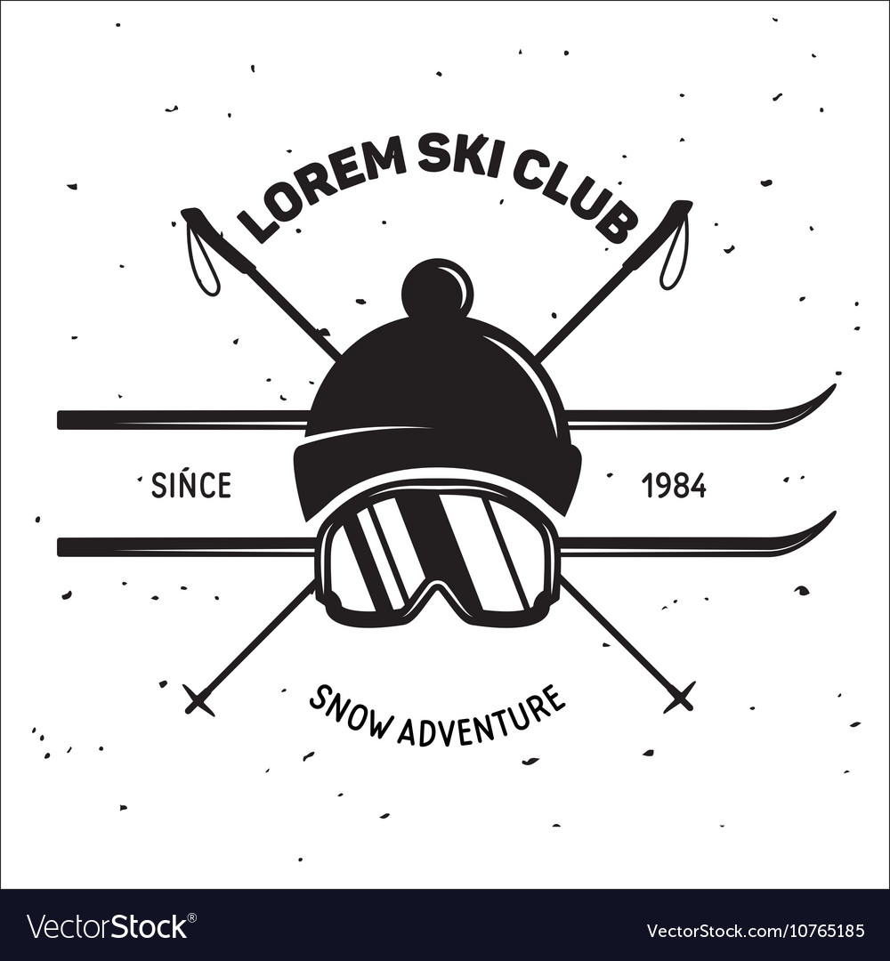 Emblem ski club vintage mountain winter badge Vector Image