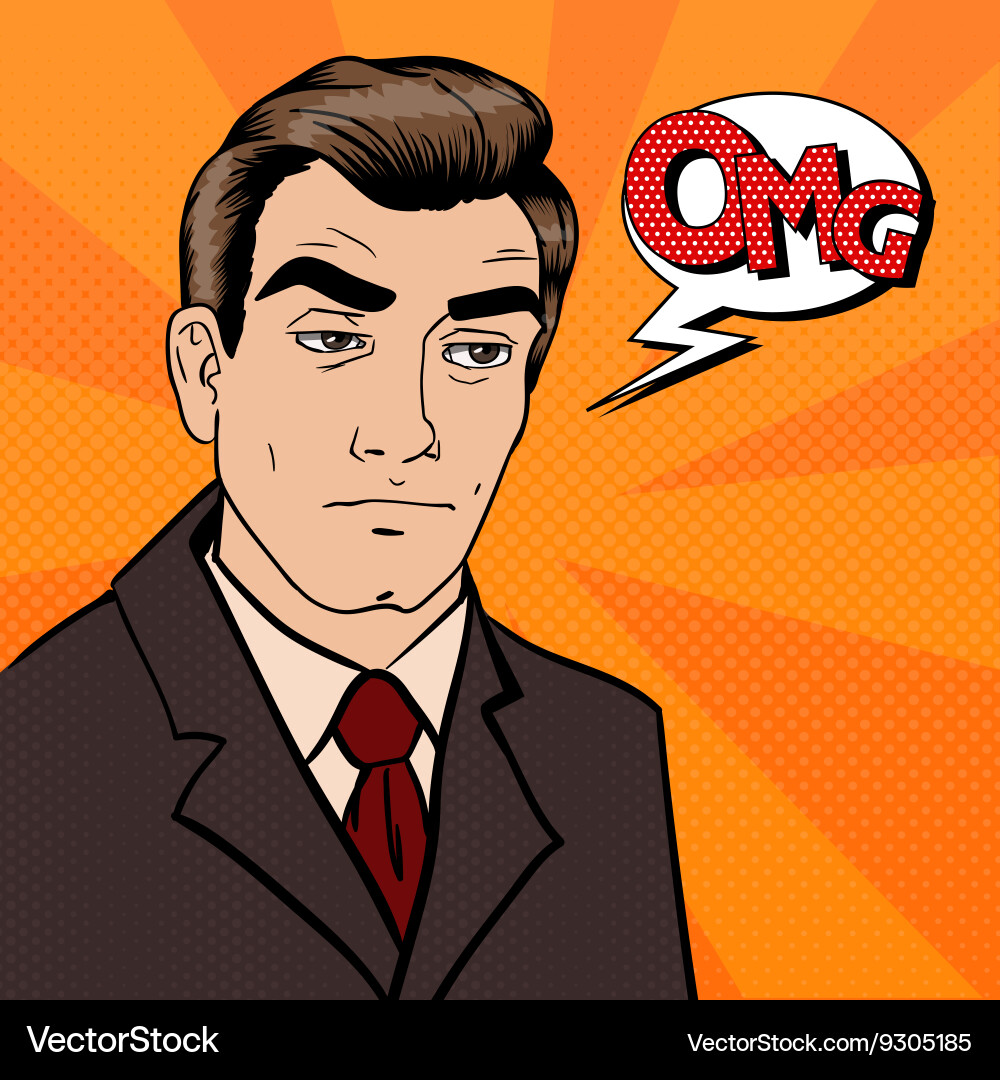 Exhausted businessman sad man with expression omg Vector Image