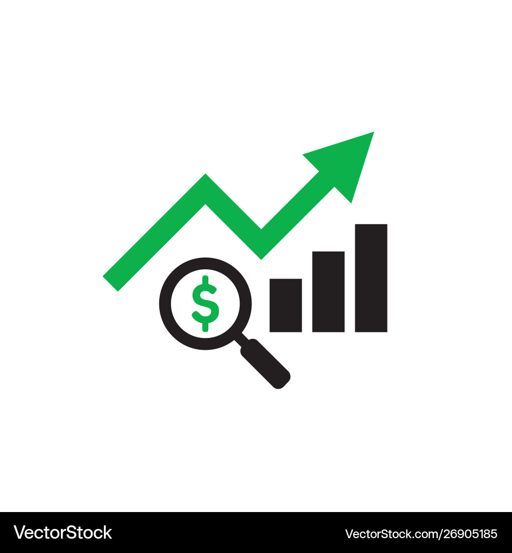 Finance exchange graphic growth up and magnifier Vector Image