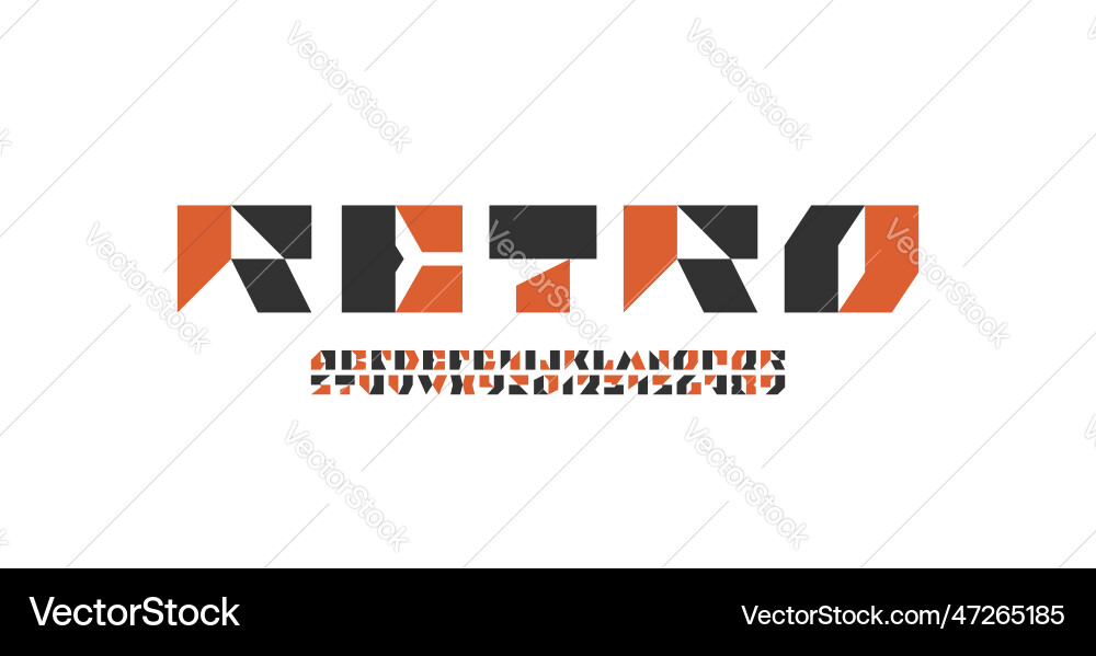 Geometric old decorative alphabet retro font Vector Image